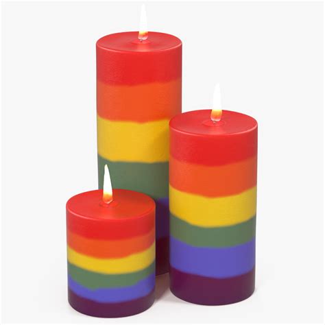 3d Rainbow Candles Flame Light Turbosquid 1467837