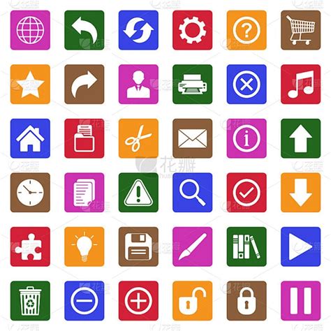 工具栏图标。广场上的白色平面设计。矢量插图。素材 花瓣网