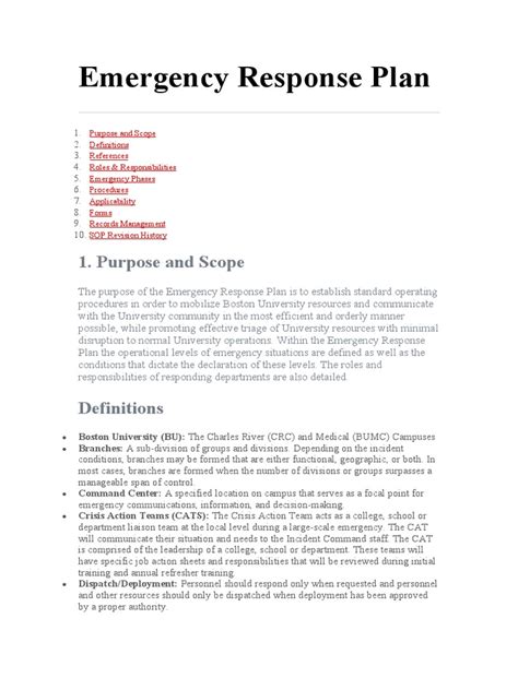 Emergency Response Plan Sample Pdf Incident Command System Emergency
