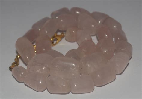 Natural Rose Quartz Tumble Necklaces 520 Carat And 184 Inches 0008
