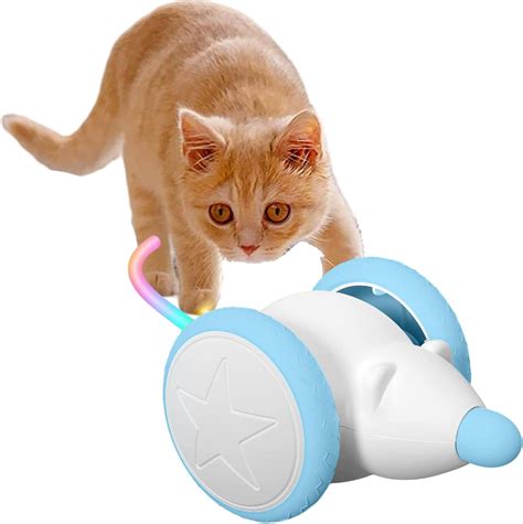 Amazon Winsun 猫 おもちゃ ねずみ 自動 ねこ おもちゃ ネズミの鳴き声もある Ledライト付きのしっぽ 運動不足解消