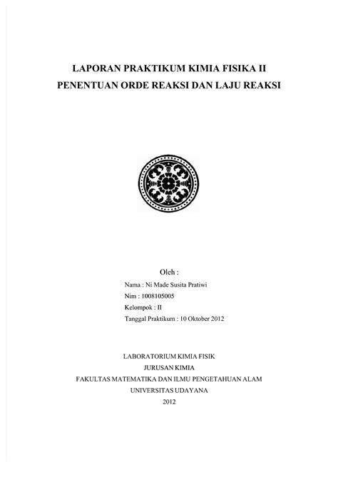 Pdf Laporan Praktikum Penentuan Orde Reaksi Compress LAPORAN