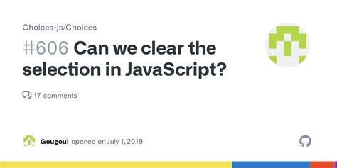 Can We Clear The Selection In Javascript · Issue 606 · Choices Js