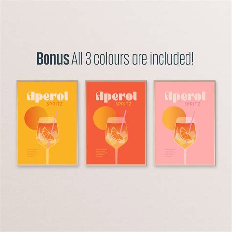 Aperol Spritz Print Cocktail Wall Art Aperol Spritz Printable Retro Cocktail Print Spritz Poster