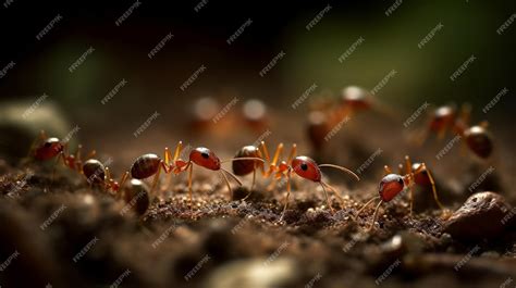 Premium Ai Image The Organized Swarm Of Ants Tirelessly Built Working