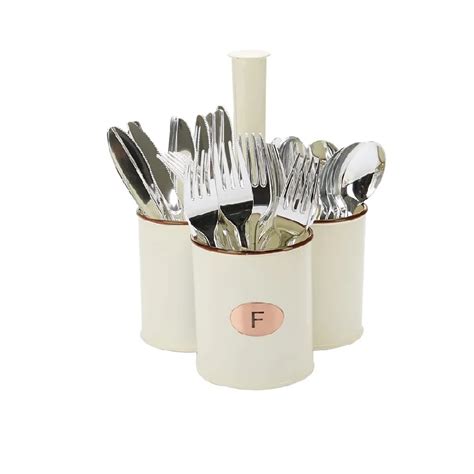 Oval Shape Galvanized Finished Metal Utensils Holder With Wooden Handle