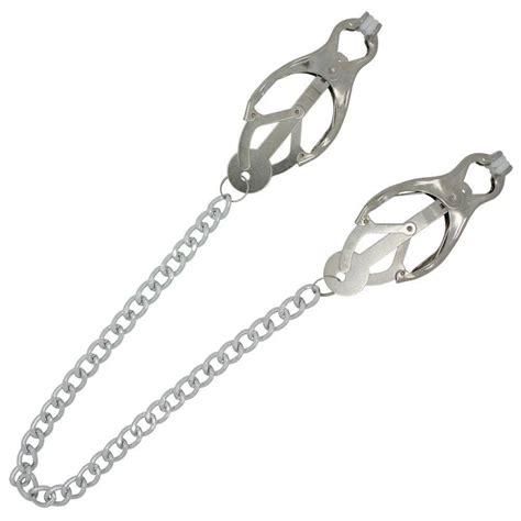 Extreme Pinch Chained Metal Clover Nipple Clamps Intense Nipple Play