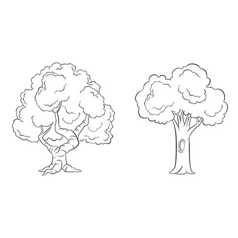 Des Arbres De Dessin Animé à Colorier Vecteur Premium