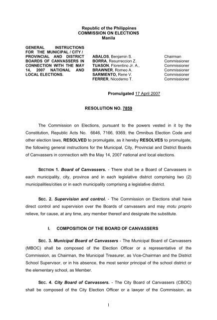 Comelec Resolution No 7859 Philippine Center For Investigative