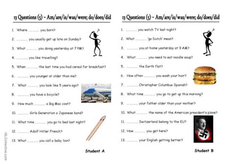 13 English ESL Worksheets Pdf Doc Was Were