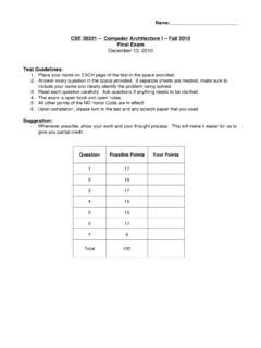 CSE Computer Architecture I Fall Cse Computer Architecture I Fall