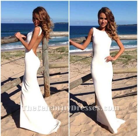 Long White Backless Prom Gown Evening Dresses Thecelebritydresses
