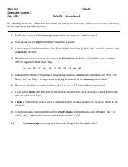 E F Docx CSCI Computer Science Fall NAME EXAM November By Submitting This