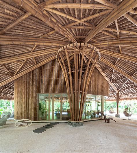 Weaved Bamboo Roofs Enclose Pavilions For Resort In The Maldives