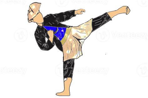 Icon Malay Warrior Hold Curve Knife And Doing Sidekick Step 24256973 Png