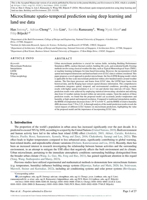 PDF Microclimate Spatio Temporal Prediction Using Deep Learning And Land Use Data