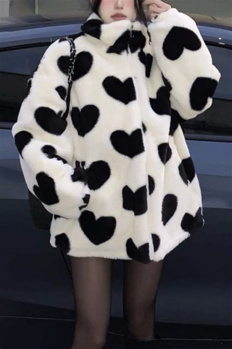 ♥당일출고♥ 로나 러브 하트 하이넥 긴팔 롱슬리브 인조 모피 코트