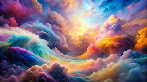 Ephemeral Dreamscapes A Symphony Of Abstract Clouds In Vibrant Hues