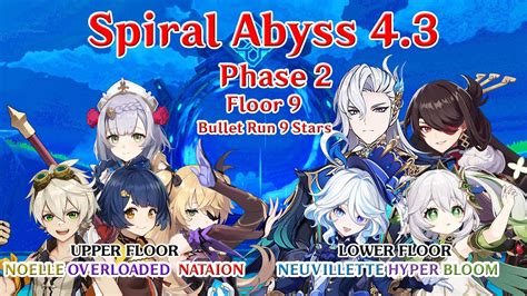 Spiral Abyss 4 3 Phase 2 Floor 9 Bullet Run 9 Stars Noelle