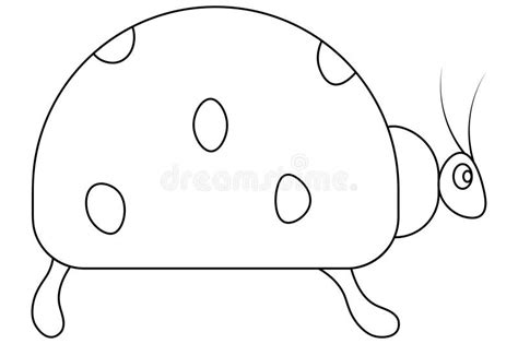 Ladybug Side View Sketch Insect With Antennae And Spots On The Back Stock Vector