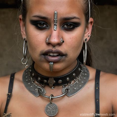 Female Slave Warrior With Nose Ring And Collar Stable Diffusion Online