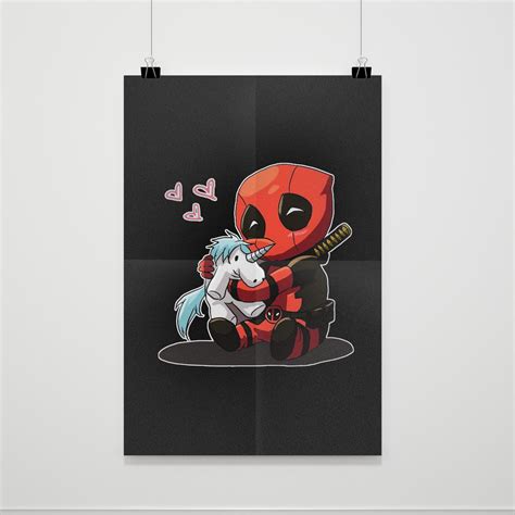 Deadpool Love Hugging Unicorn Poster