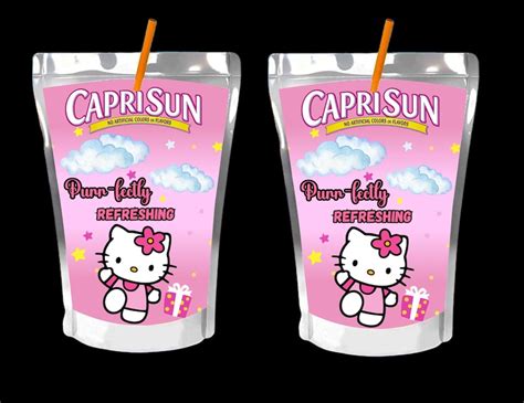 Custom Kitty Capri Sun Labels Birthday Party Favors Etsy