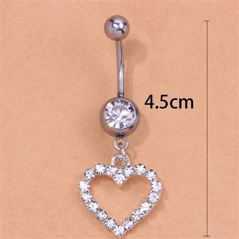 Badubg Stonefans Rhinestone Heart Belly Button Nails Body Piercing Jewelry Sexy Crystal Belly