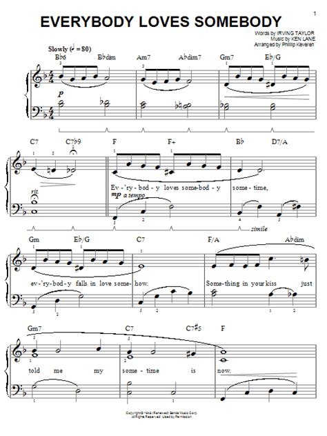 Everybody Loves Somebody Sheet Music Direct