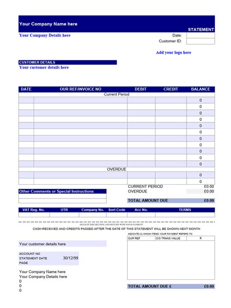Blank Statement Remittance Template Pdf Debits And Credits Business