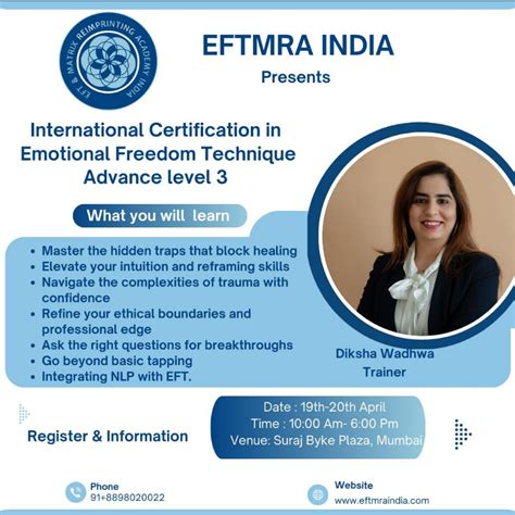 International Certification In Emotional Freedom Technique Advance