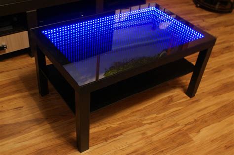 BLACK Table LED D Coffee Table Illuminated INFINITY MIRROR Effect Remote RF EBay Mirrored