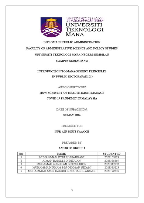 Assignment Grup Pad101 Diploma In Public Administration Faculty Of