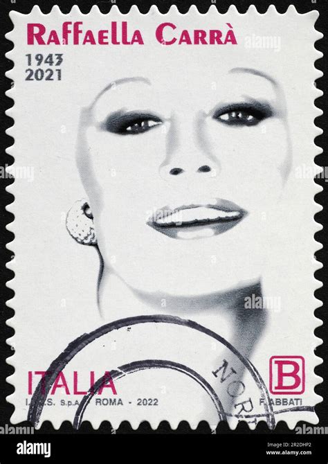 Italian showgirl Raffaella Carrà on postage stamp Stock Photo Alamy