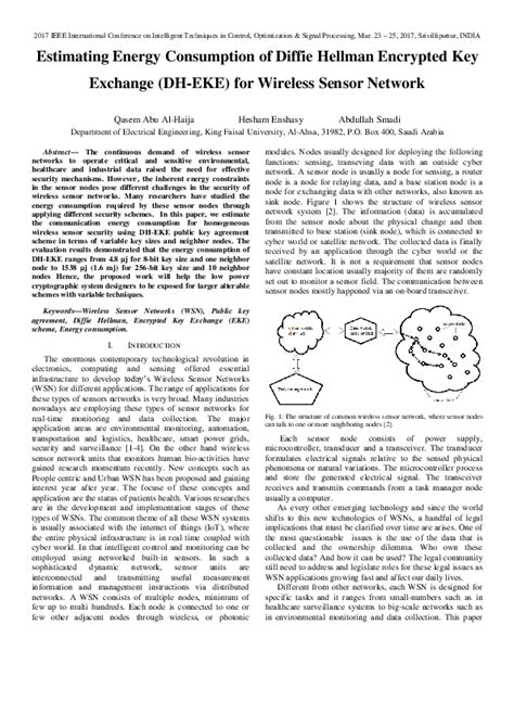 Pdf Estimating Energy Consumption Of Diffie Hellman Encrypted Key
