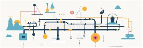 Minimalist Infographic Illustrating Gas Pipeline Networks And Flow