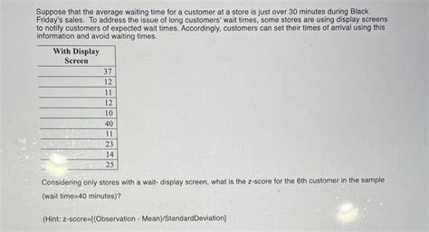 Solved Suppose That The Average Waiting Time For A Customer Chegg