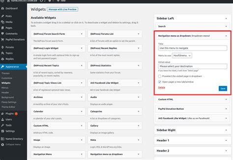 Navigation Menu As Dropdown Widget Wordpress Plugin