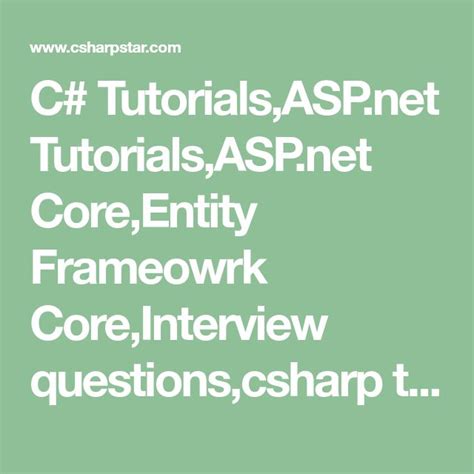 C Tutorials ASP Net Tutorials ASP Net Core Entity Frameowrk Core Interview Questions Csharp