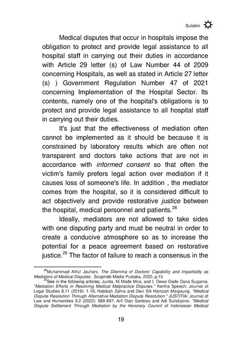 Task Campus 1 19 Task Lecture Notes Sulistini 19 Medical Disputes