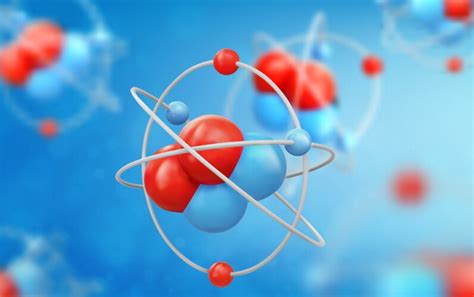 Atom Close Up Realistic 3d With The Effect Low Vector Image