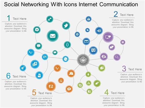 Fw Social Networking With Icons Internet Communication Flat Powerpoint Design Powerpoint