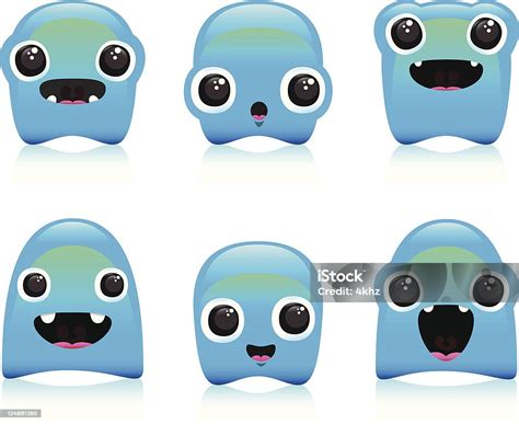 Cute Blob Characters With Expressions Stock Illustration Download