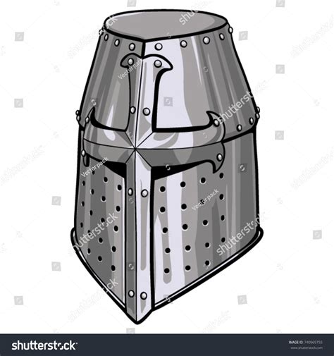 Ancient Crusader Helmet Vector Cross Medieval Stock Vector Royalty