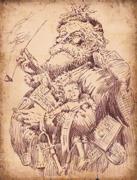 Vintage Santa Drawing By Robbi Musser Fine Art America