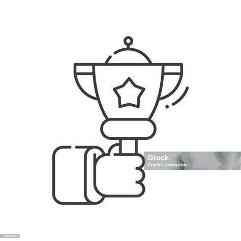 상 및 챔피언 아이콘 선형 격리 일러스트레이션 씬 라인 벡터 웹 디자인 사인 흰색 배경에 편집 가능한 스트로크가 있는 개요 개념