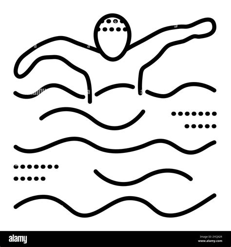 Swimmer In Water Black Line Icon Swimming Symbol Vector Monochrome Illustration Editable