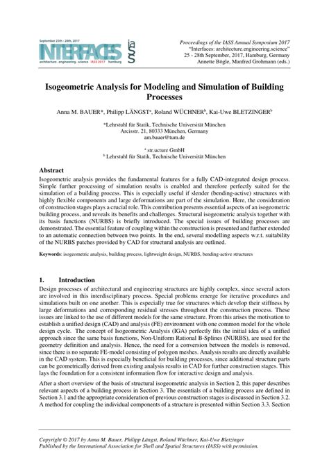 [pdf] Isogeometric Analysis For Modeling And Simulation Of Building