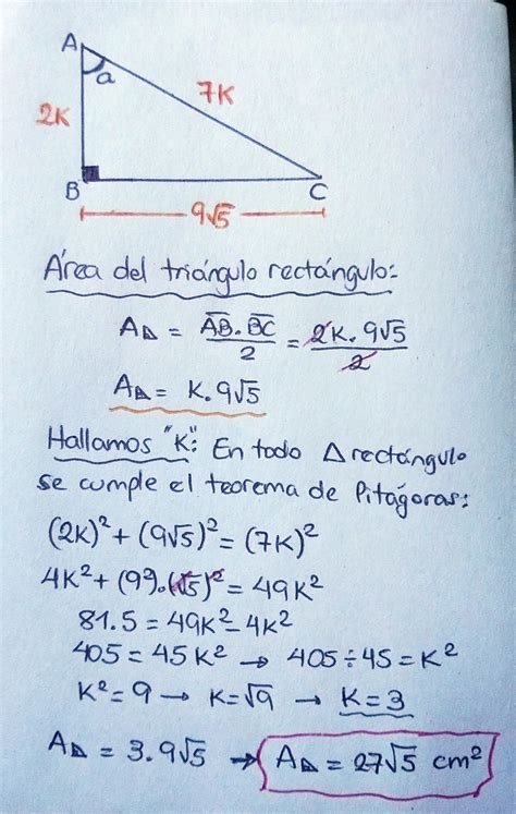 En un triángulo ABC recto en B el ángulo ABC es a Si secante a 7