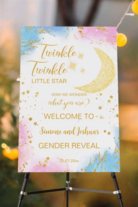 Twinkle Little Star Gender Reveal Welcome Sign Zazzle Gender Reveal